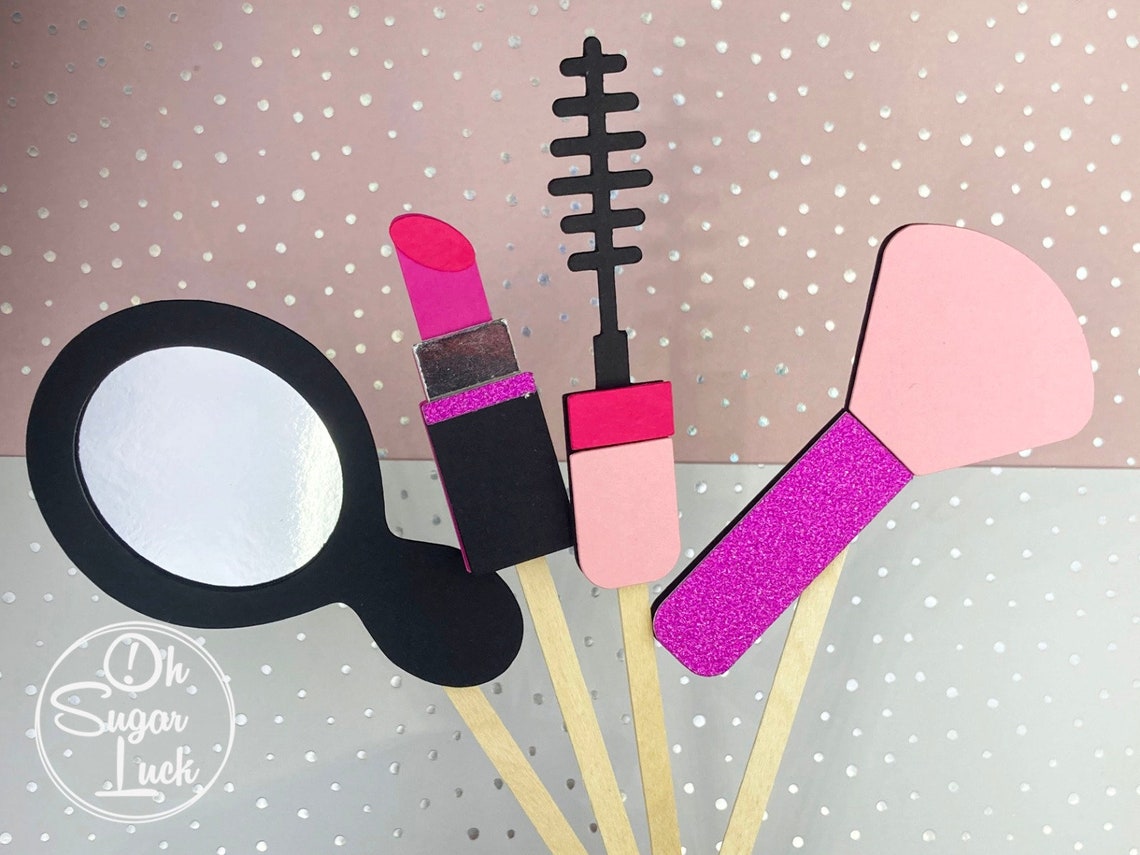 Cosmetic Cake Topper A Set of Pink Cosmetic Accessories an - Etsy