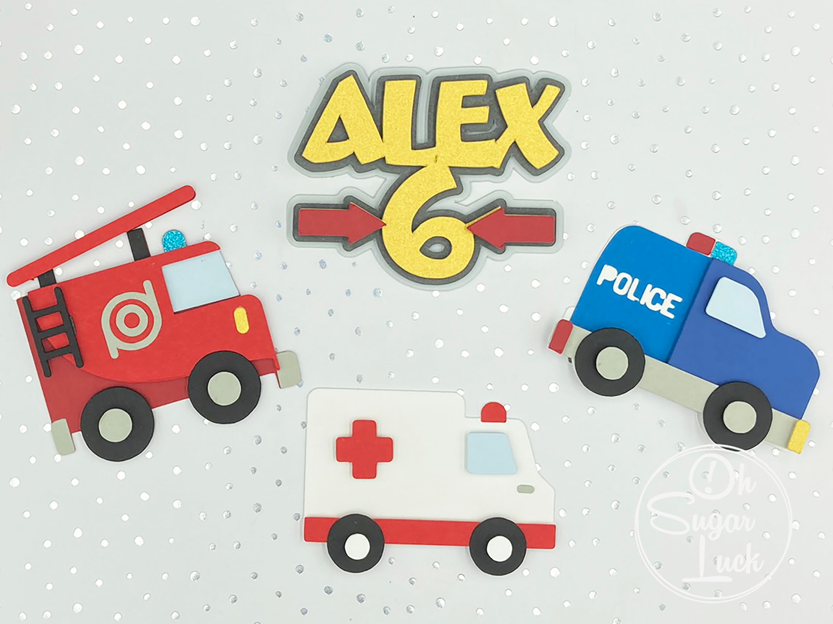 Emergency Services Cake Topper Set Fire Truck Police and - Etsy