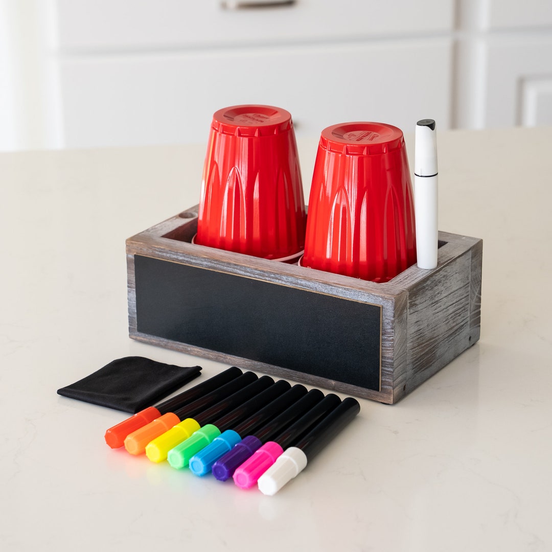Kingdom Decor 'double' Cup Holder With Marker Slot, Chalkboard, 8 Chalk ...