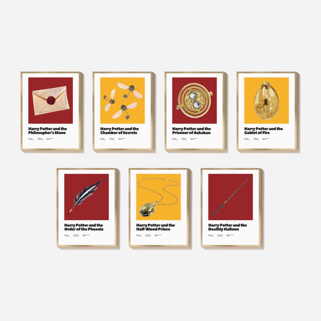 Gryffindor Harry Potter Wall Art Collection Minimalist Print Set of 7 ...