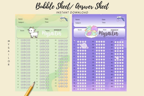 Answer Sheet Bubble Sheet Templates for Tests Quizzes | Etsy
