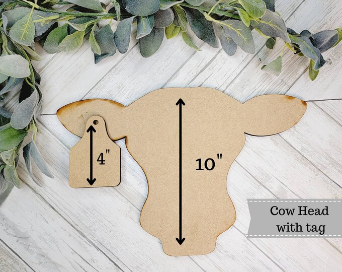 Cow Heads With Cow Tags L Cow Tags L Cow Head Cut Outs L Cattle Tag L ...