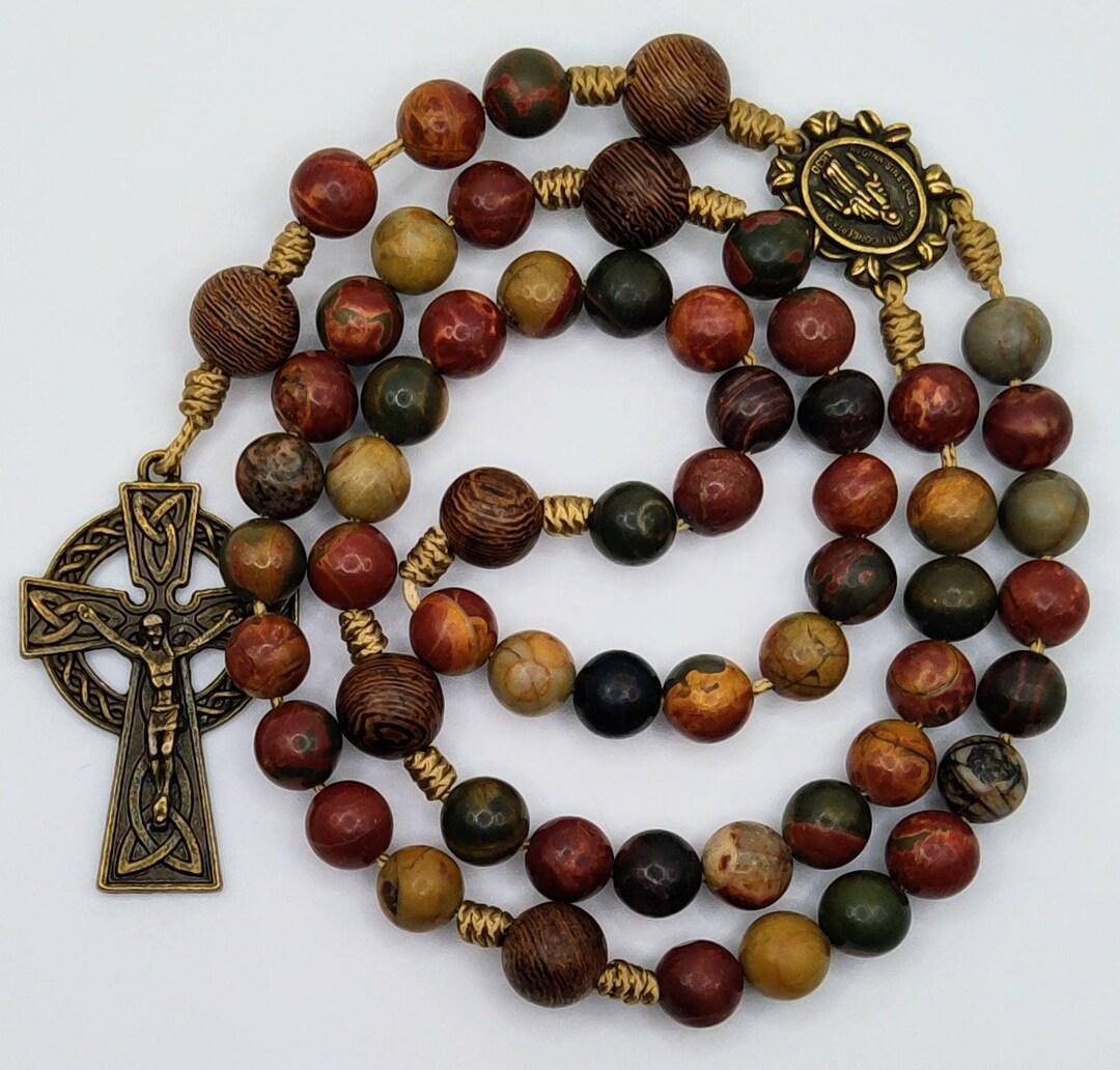 Christ Before Me Micro Cord Rosary Red Picasso Jasper and - Etsy