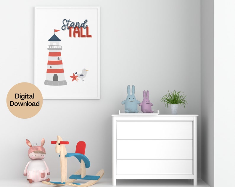 Stand Tall Nursery Printable Wall Art, Under the Sea, Crustaceancore ...