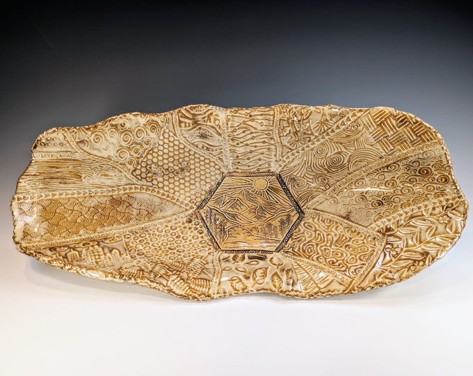 Long Cream & Earth Tone Nature Textured Handmade Ceramic Fruit Bowl - Etsy