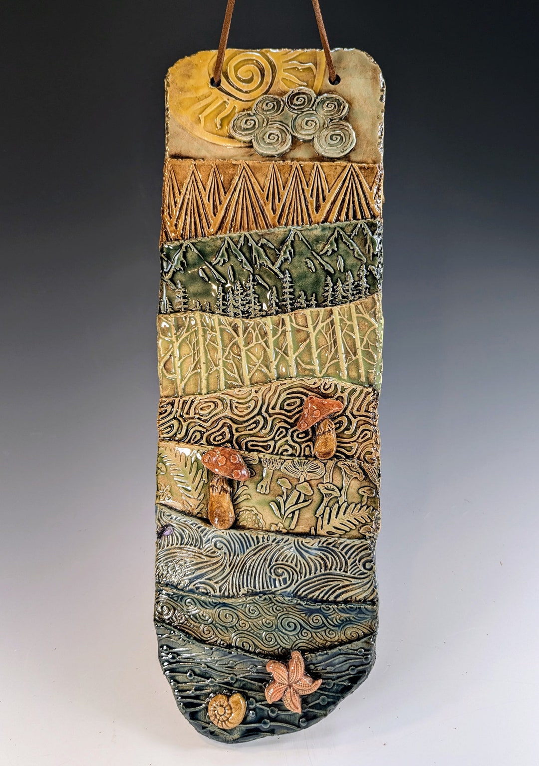 Mushrooms, Ocean & Nature Textured Handmade Ceramic Wall Art - Etsy