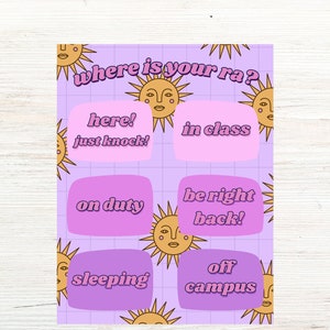 RA Door Sign Where is My RA Sign - Etsy