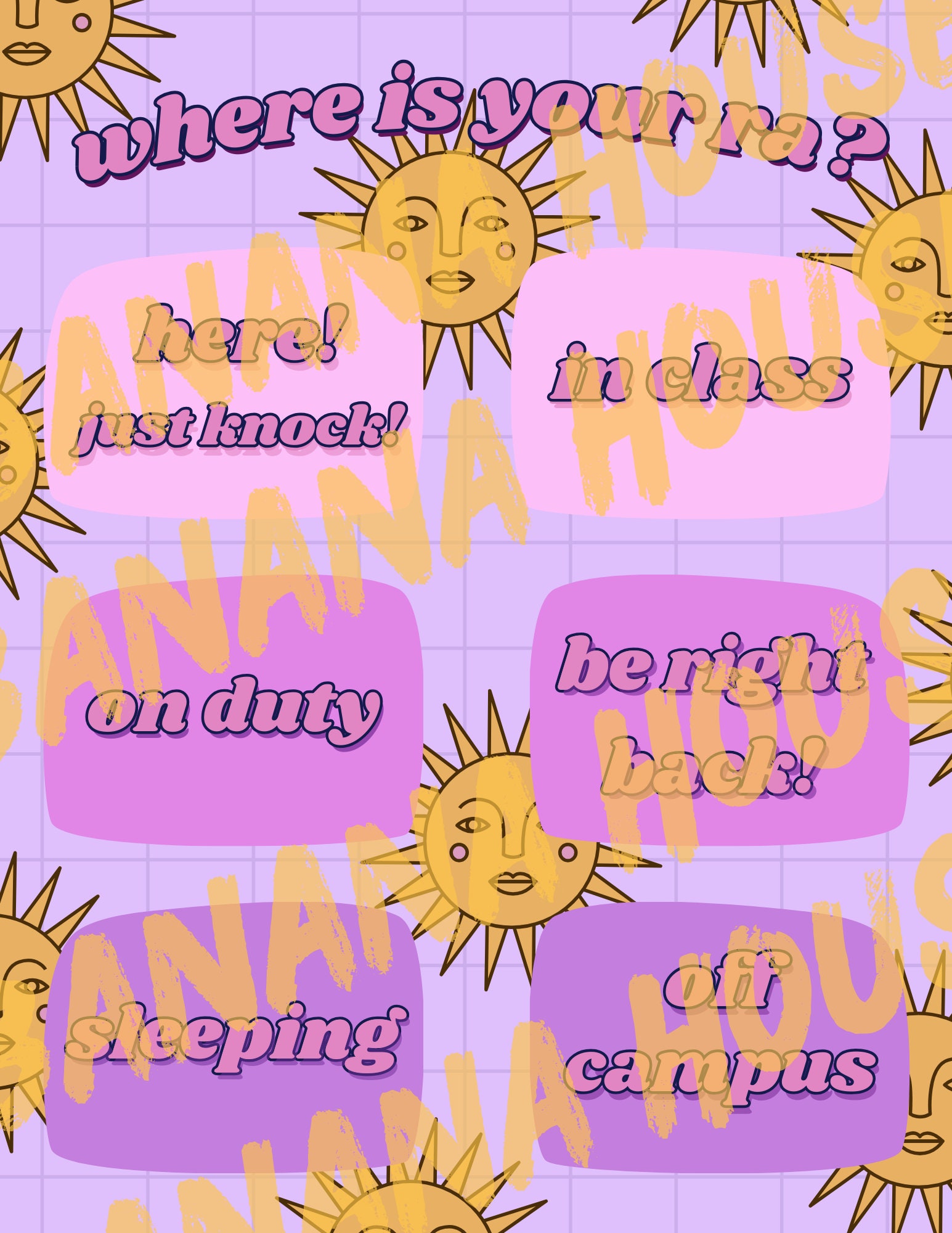 RA Door Sign Where is My RA Sign - Etsy