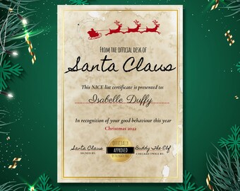 Approved Official Letter From Santa Nice List Certificate Christmas ...
