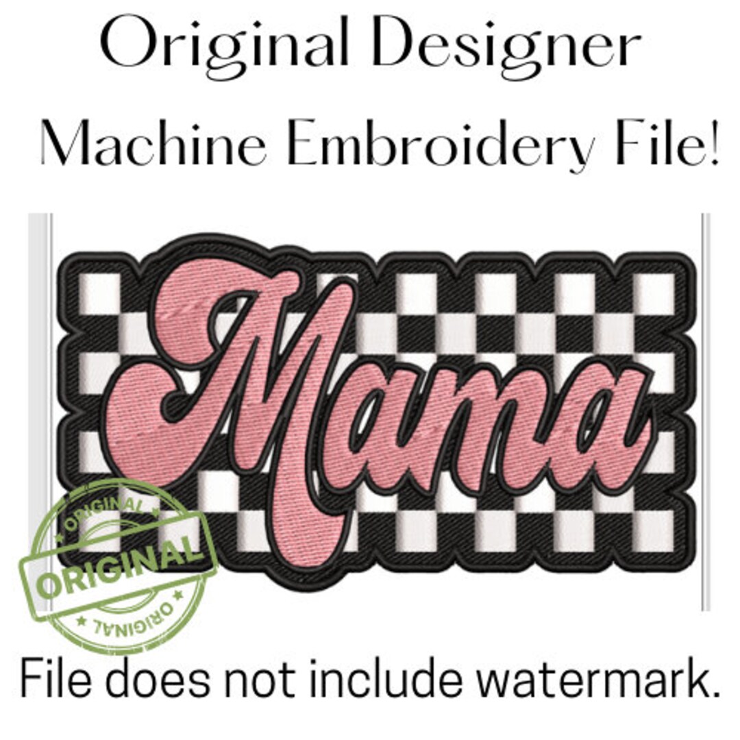 Retro Checkered Mama Retro Machine Embroidery File for Trucker Hat ...