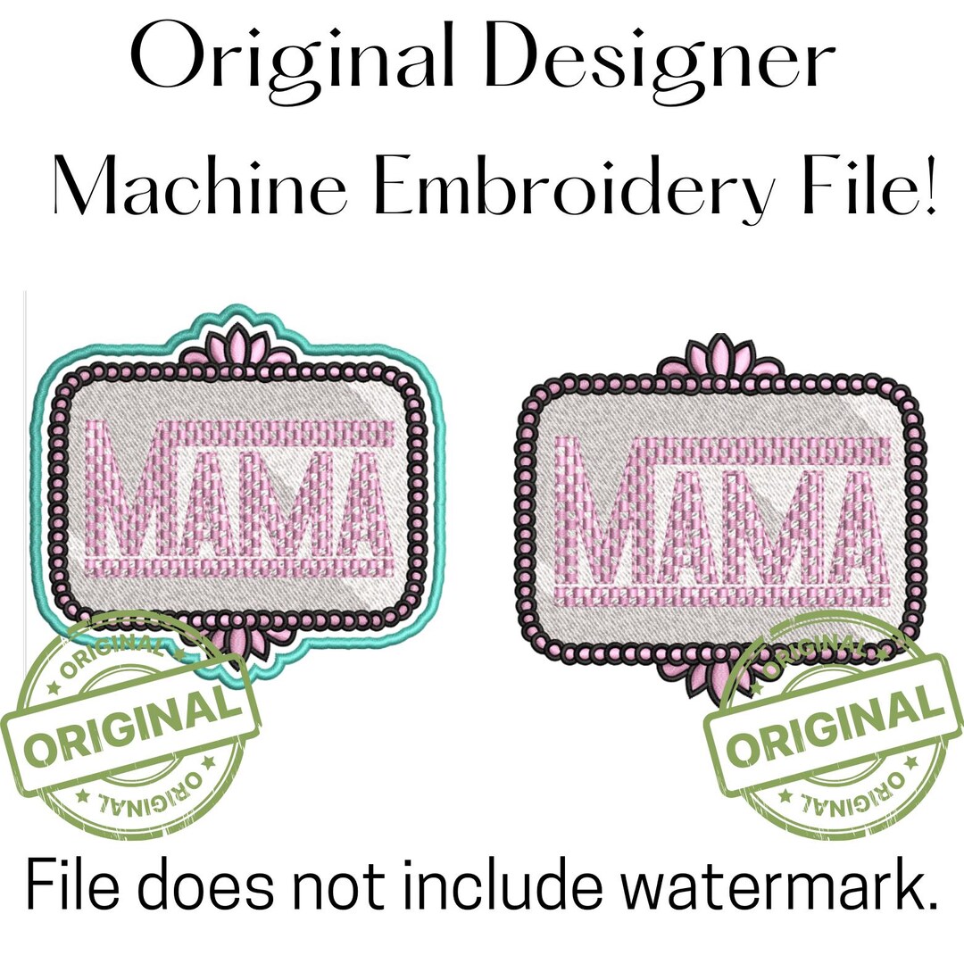 Mama Retro Checkered Mama Hat Patch Machine Embroidery File for Trucker ...