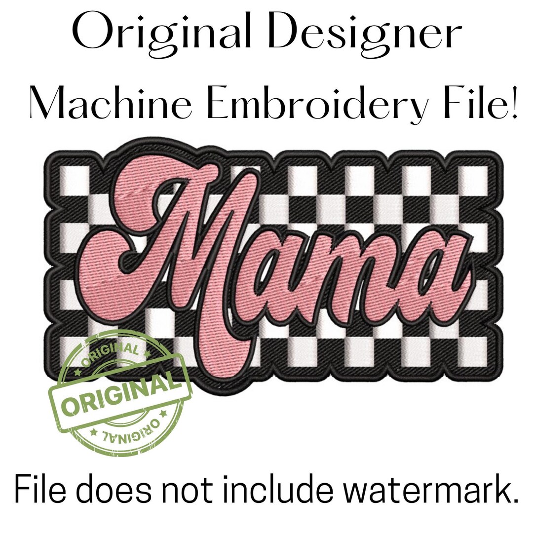 Retro Checkered Mama Retro Machine Embroidery File for Trucker Hat ...
