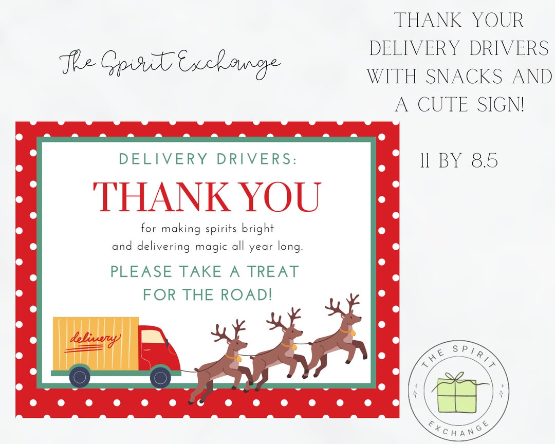 Delivery Driver Thank You Sign | Christmas | Holidays Thank You Snacks ...