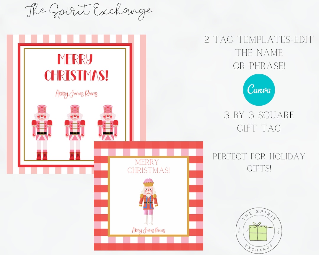 Pink Nutcracker Christmas Gift Tag | Editable Christmas | Family ...