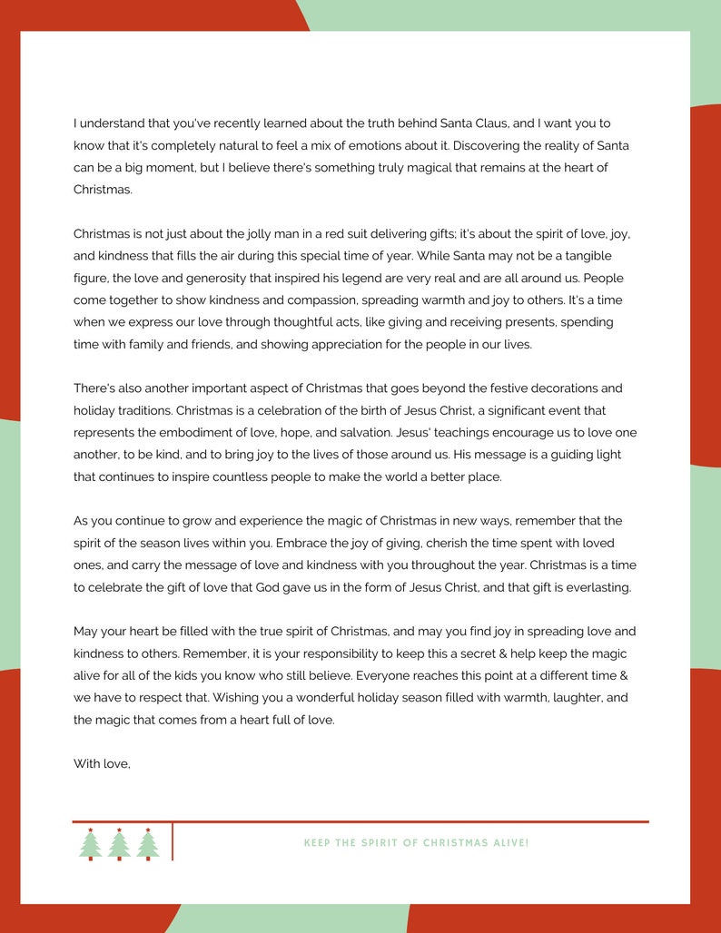 SANTA EXPLANATION LETTER| is Santa Real? | Non-santa Believer| Letter ...