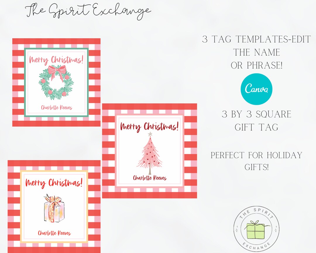 Pink Christmas Gift Tag | Editable Christmas | Family & Personal ...