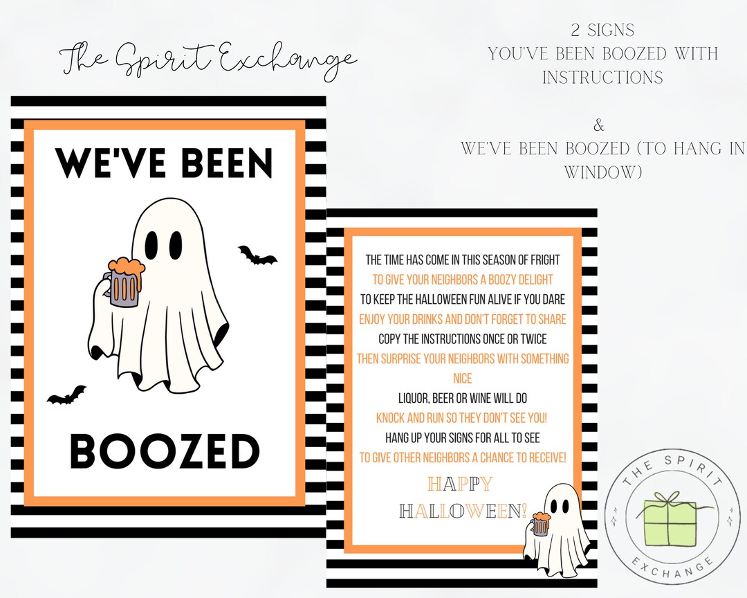 Halloween | Boozed Sign | We've Been Boozed Sign | Boozed Instructions ...