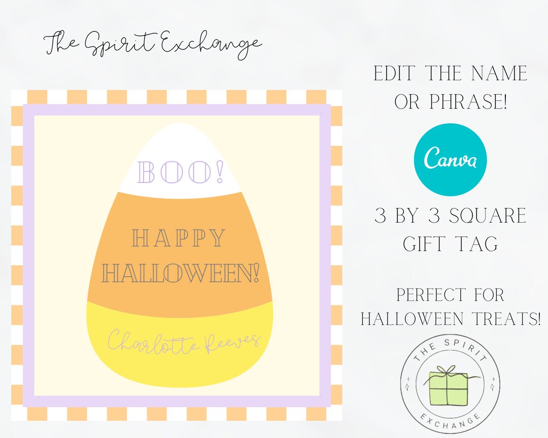 Editable Halloween Favor Tags Boo Gift Tag Candy Corn or Treat Favor ...