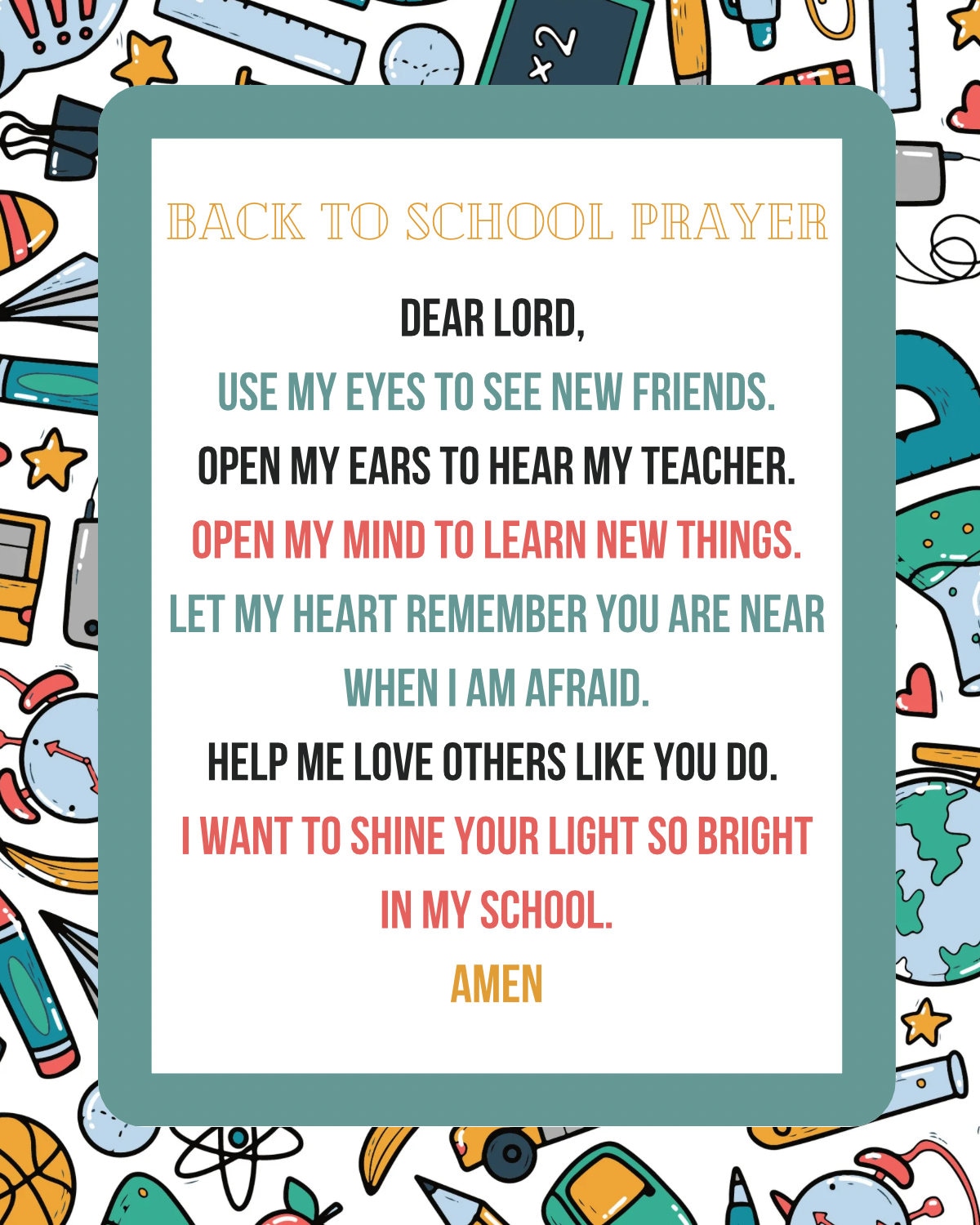 Back to School Prayer - Etsy