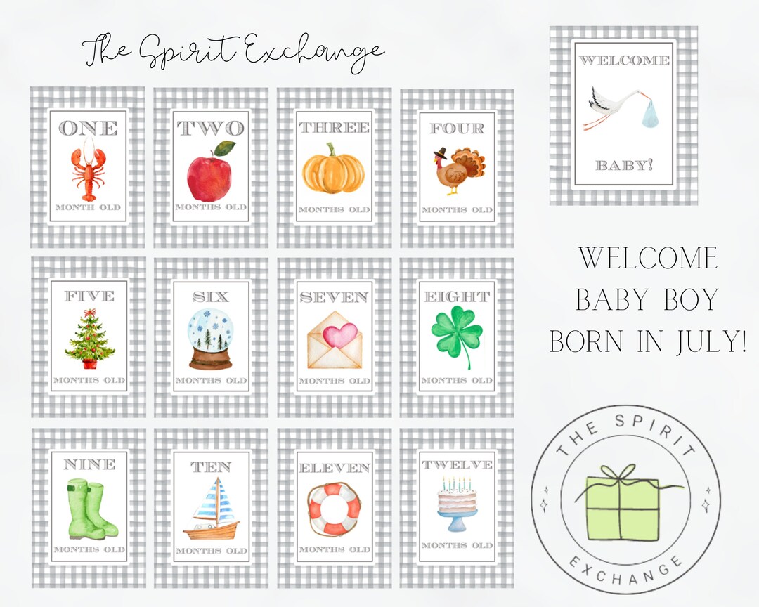 Baby Boy JULY: Seasonal Milestone Cards - Etsy