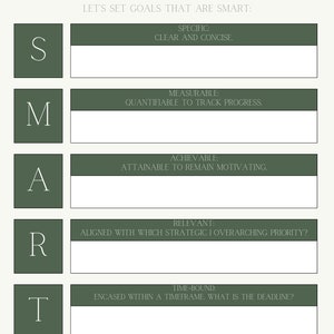 Smart Goal Template, Digital Smart Goal Planner, Printable Goal Planner ...