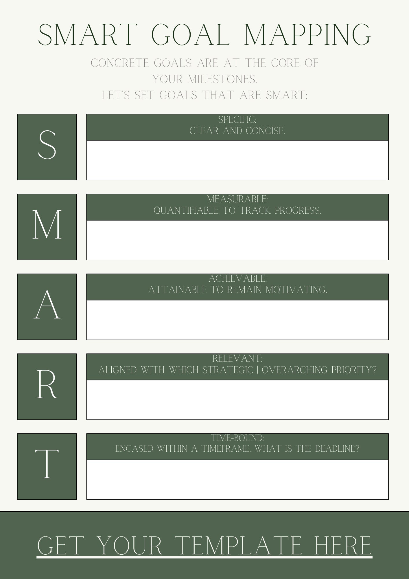 Smart Goal Template, Digital Smart Goal Planner, Printable Goal Planner ...