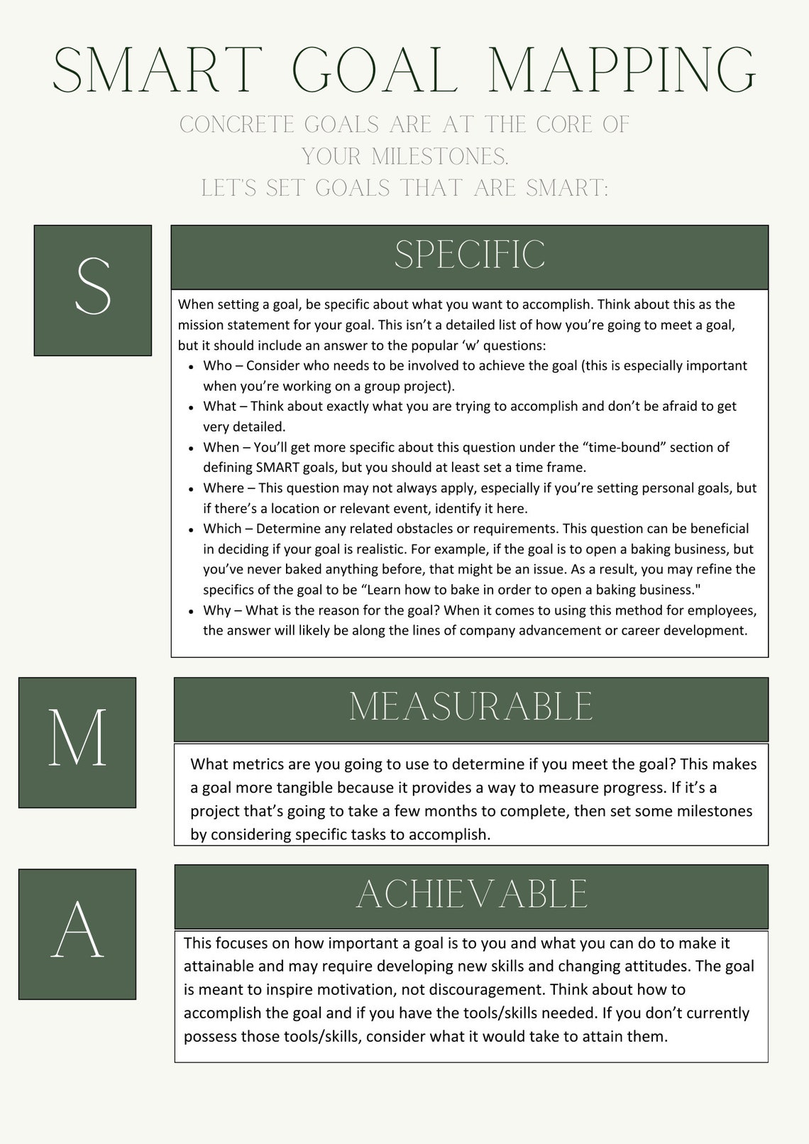 Smart Goal Template, Digital Smart Goal Planner, Printable Goal Planner ...