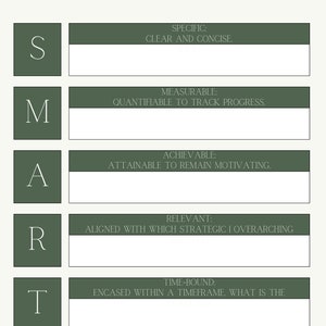 Smart Goal Template, Digital Smart Goal Planner, Printable Goal Planner ...
