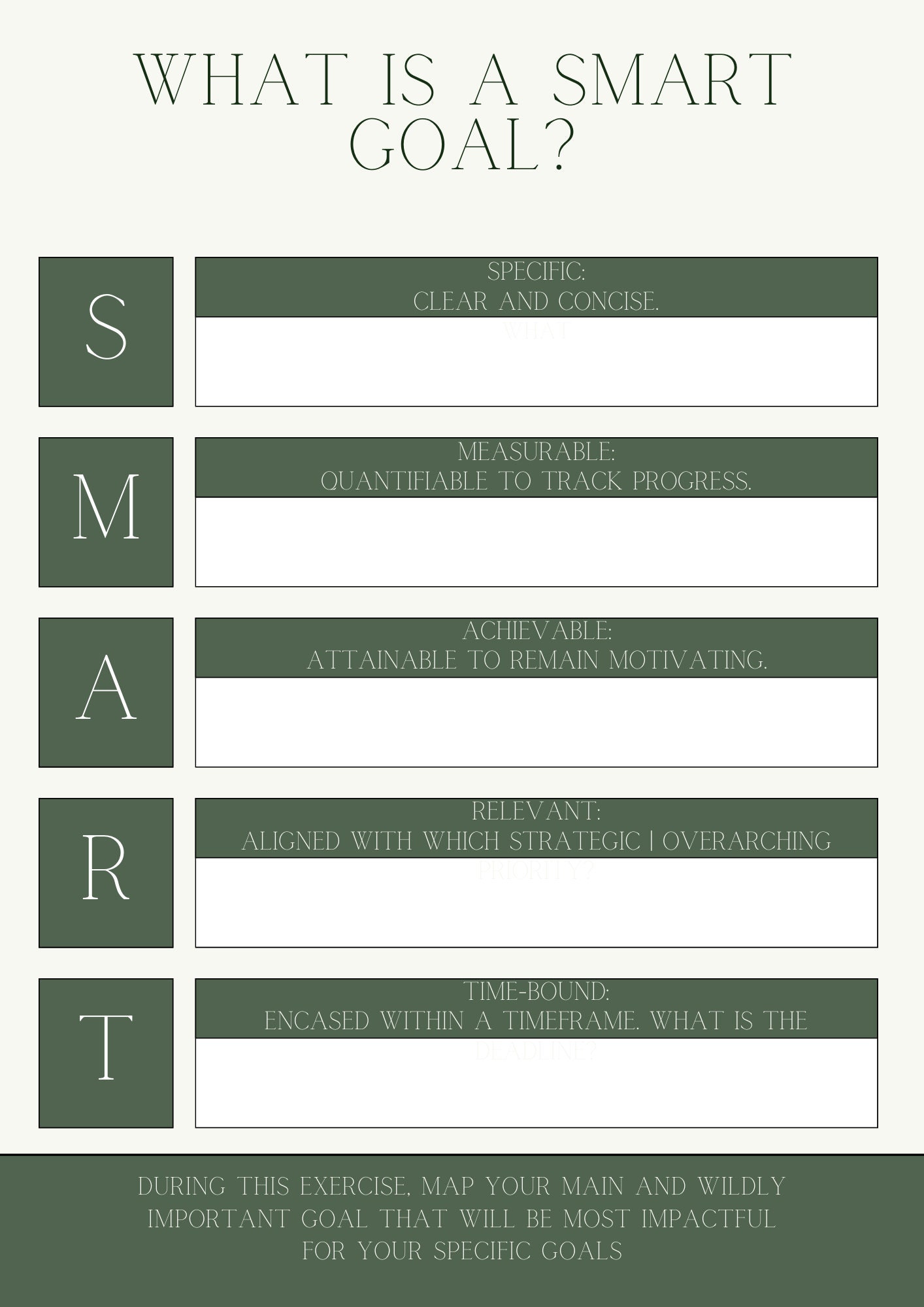 Smart Goal Template, Digital Smart Goal Planner, Printable Goal Planner ...