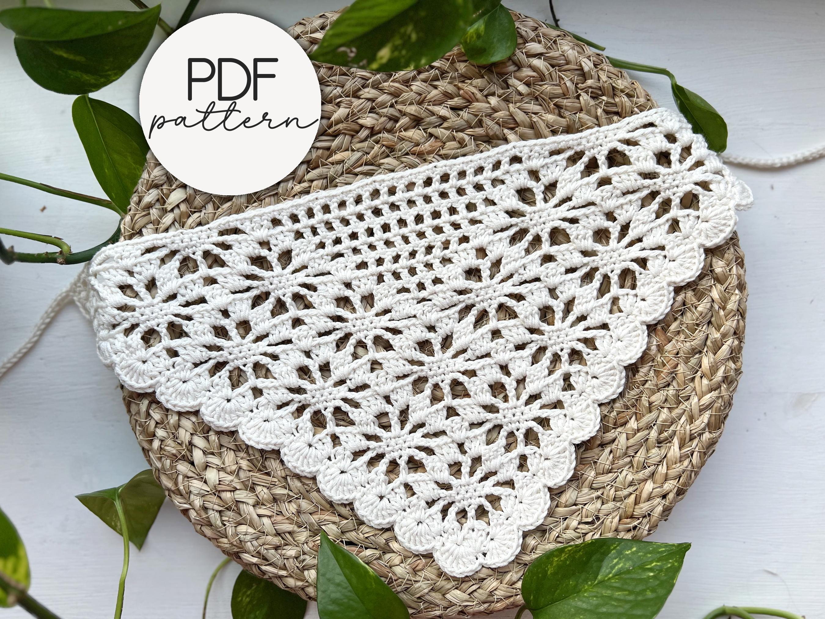 Crochet Pattern: Floral Bandana, Bordered With Two Flowers, PDF Digital ...