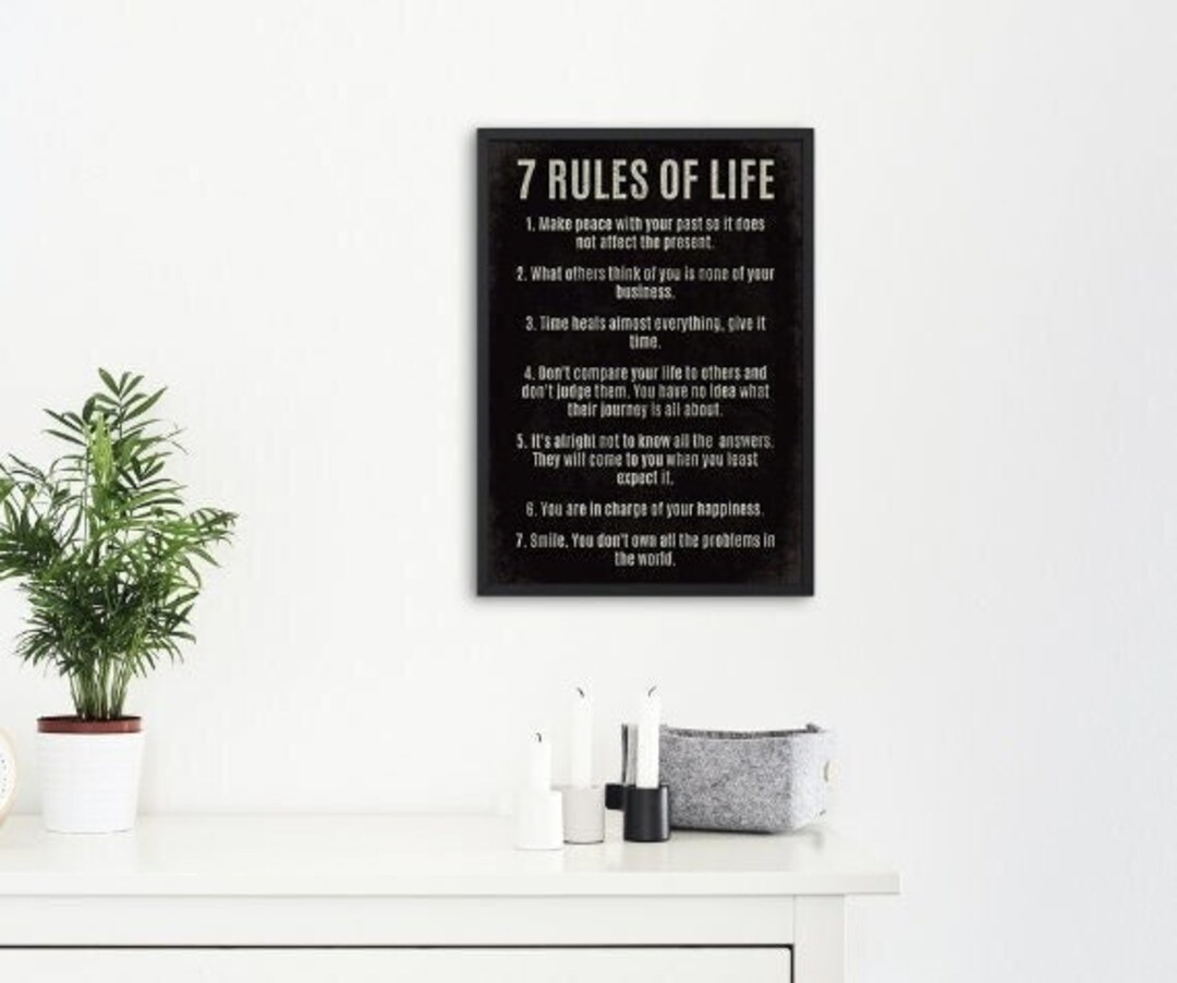 7 Rules of Life Motivational Poster PNG/ JPEG Download - Etsy UK