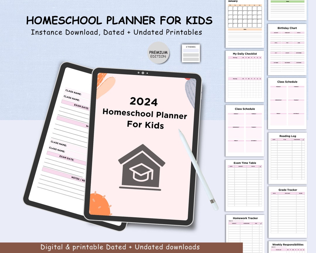 Colorful Home School Planner for Kids, Student Schedule, School Agenda ...