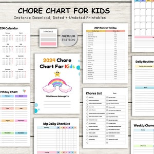 Kids Chore Chart Board, Children's Routine Organizer, Weekly Task ...