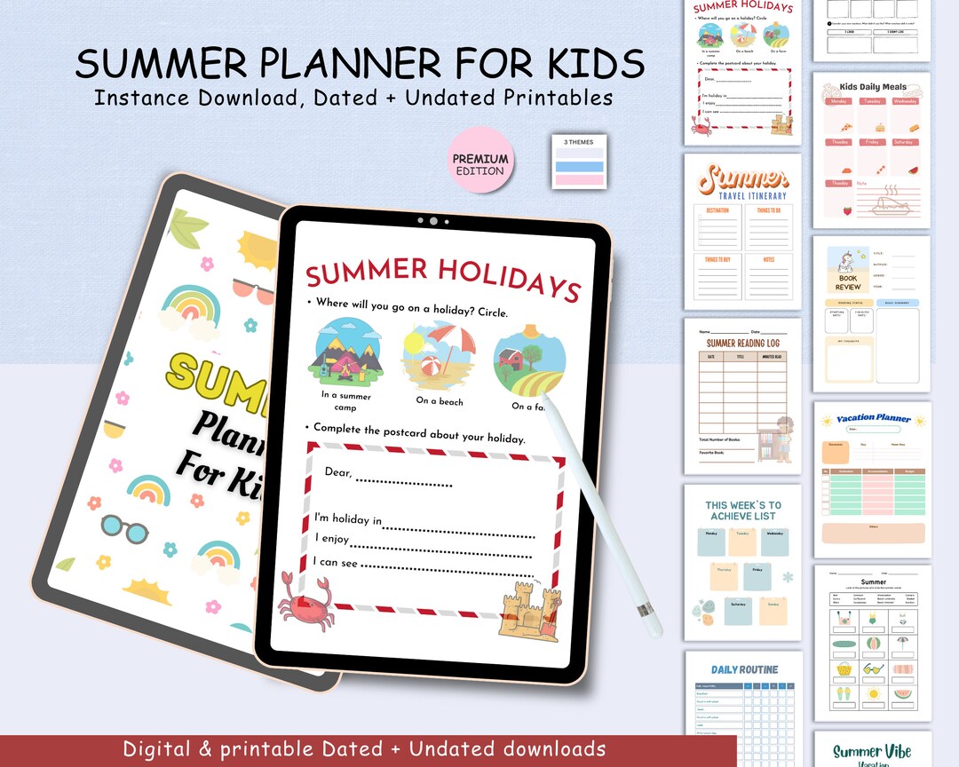 Summer Planner for Kids, Children's Personalized Planner, Fun Organizer ...