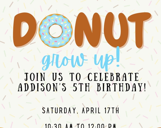 Donut Kids Birthday Party Invitation Personalized - Etsy
