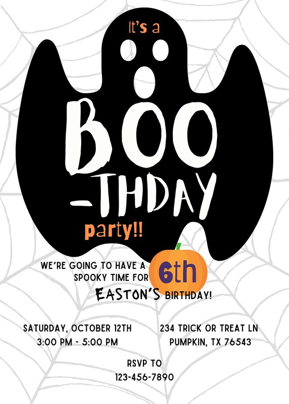 Boo-thday Kids Birthday Party Invitation Personalized | Etsy
