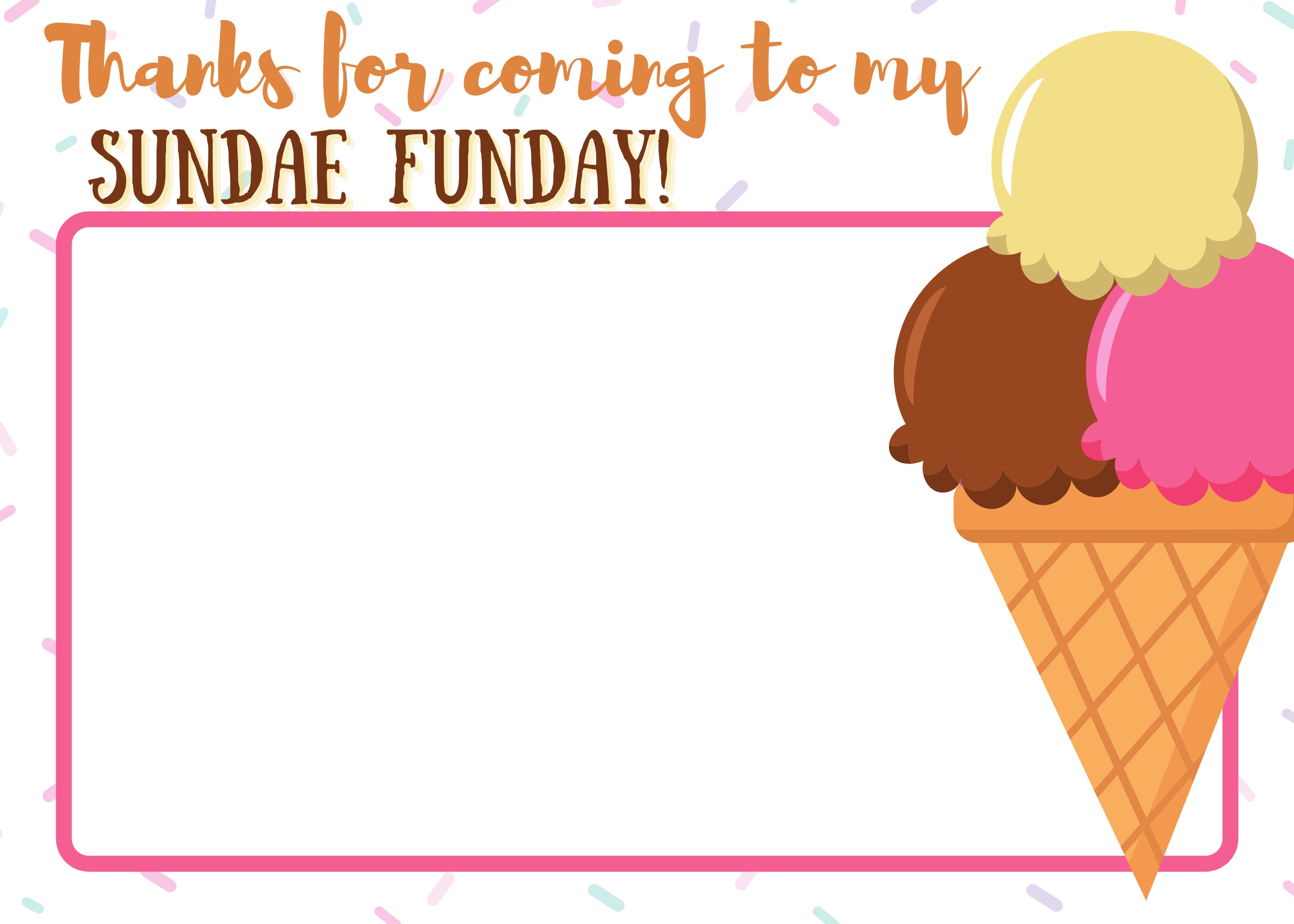 Sundae Funday Ice Cream Thank You Note Digital Download - Etsy
