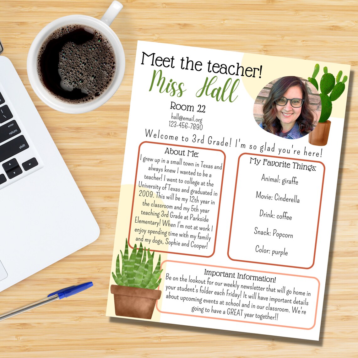 Editable Meet the Teacher Template Canva Instant Download - Etsy
