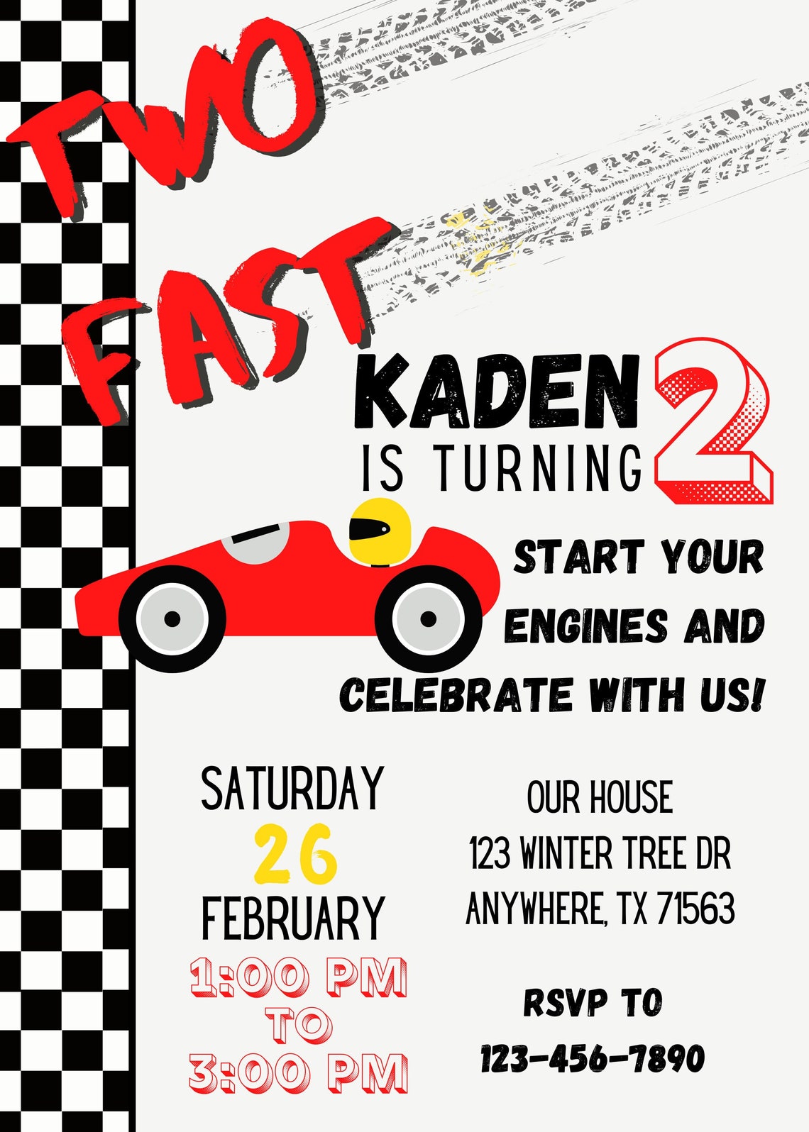 Two Fast Kids Birthday Party Invitation Personalized - Etsy