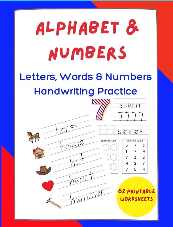 Alphabet & Numbers Handwriting Practice | Etsy