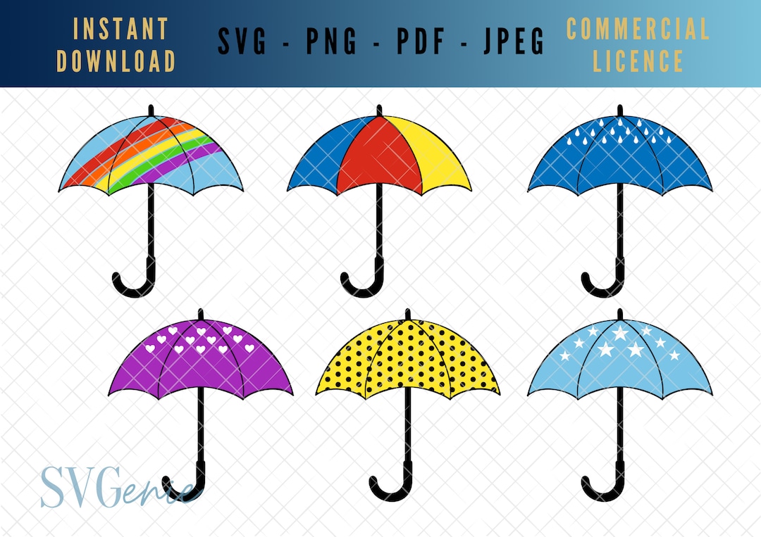 Umbrella SVG Bundle, Parasol SVG, Brollie Cut File, Canopy Vector, Wet ...