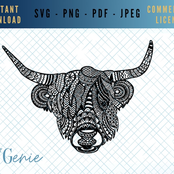 Zentangle Cow - Etsy