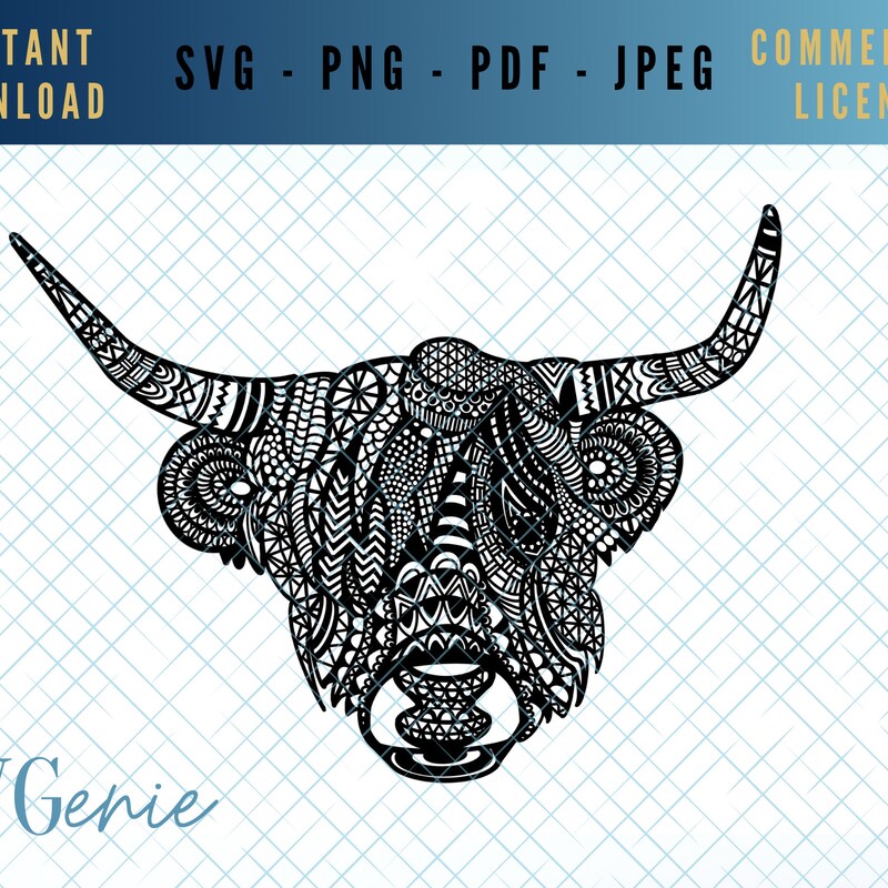 Zentangle Cow - Etsy