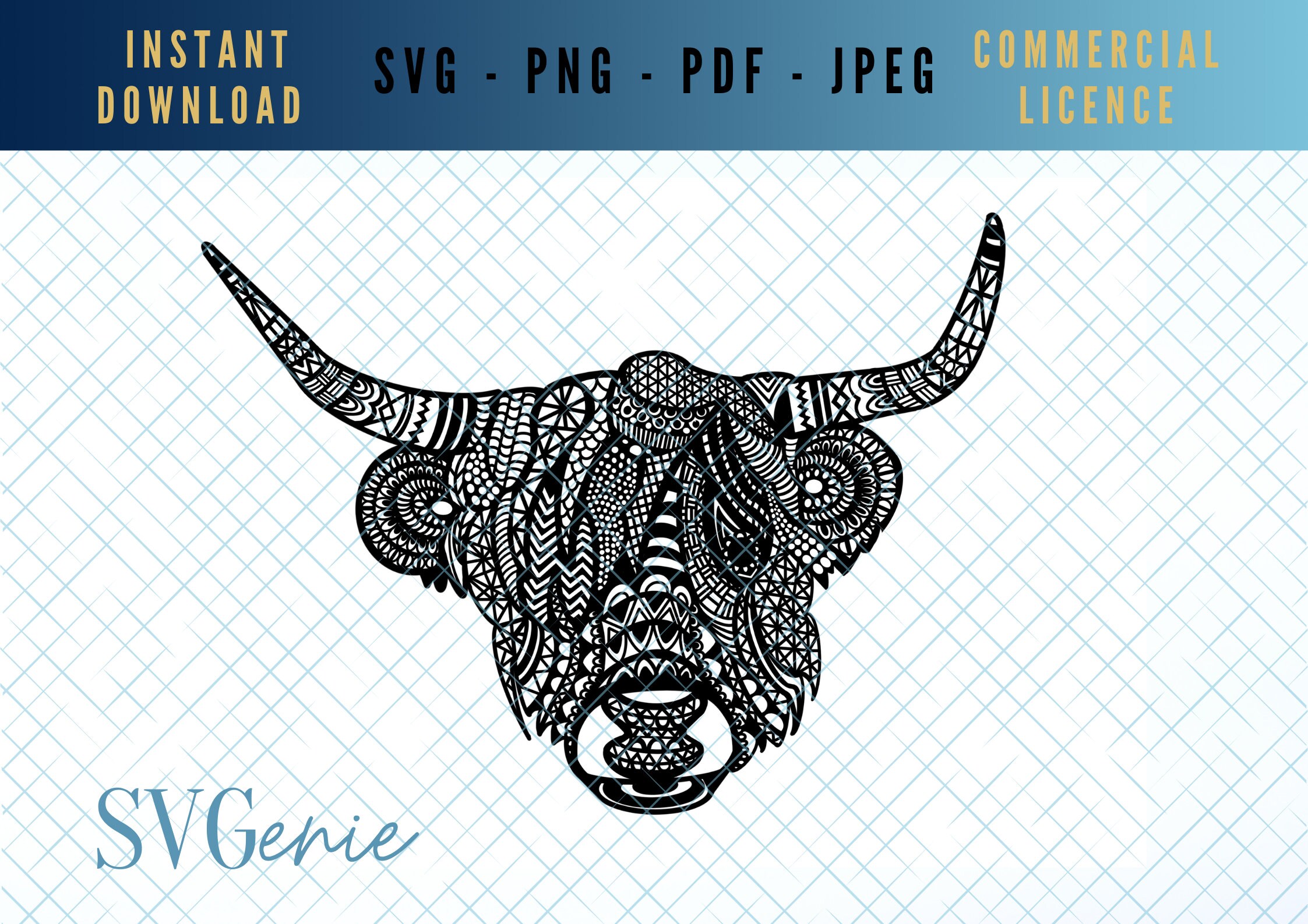 Highland Cow Svg, Highland Cow Zentangle, Scottish Cow Svg, Highland ...