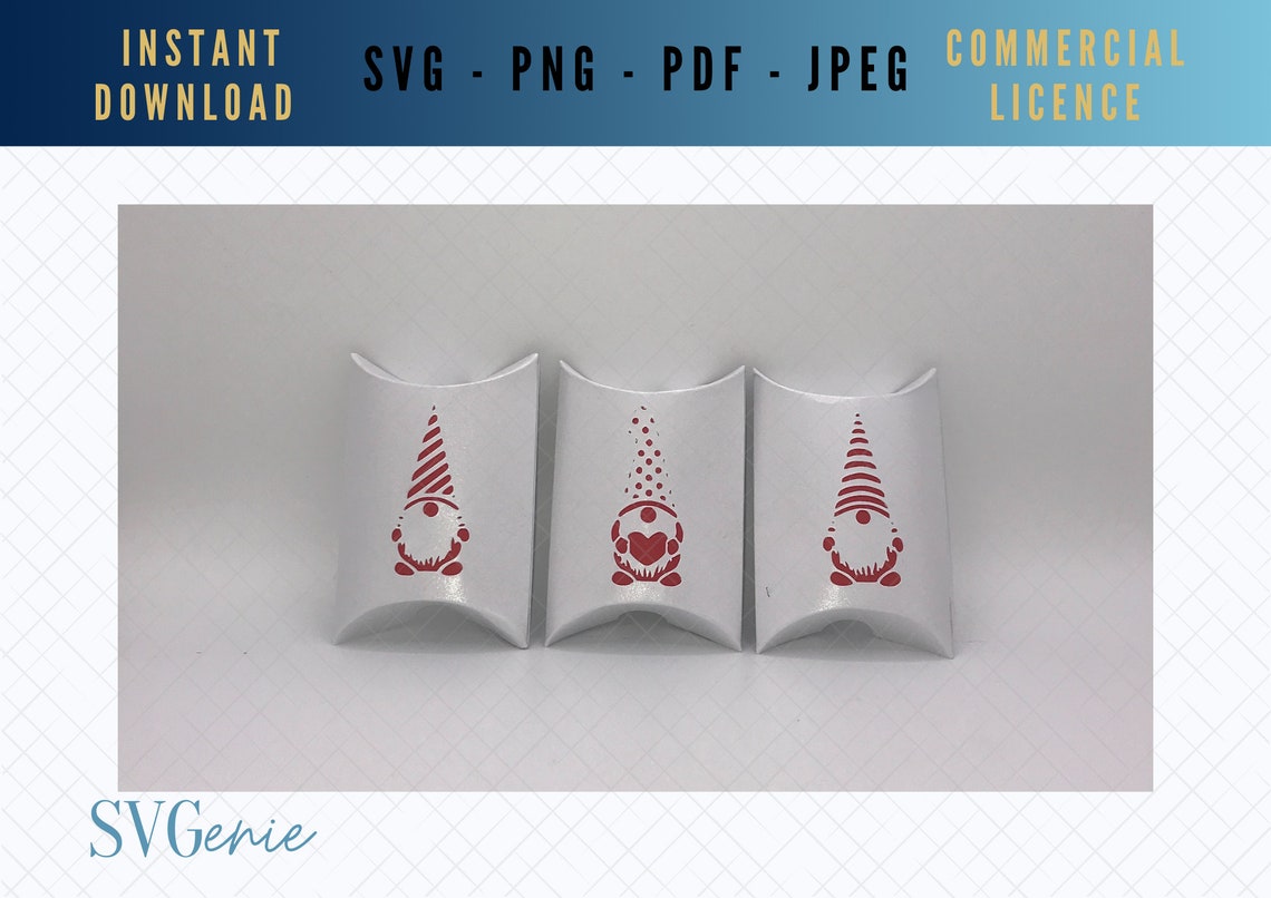Pillow Box SVG Bundle, Gnome Gift Box Svg, Valentines Gnome Gift Box ...