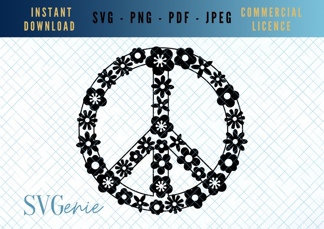 Signo de paz SVG floral Paz PNG vector de símbolo de paz - Etsy México