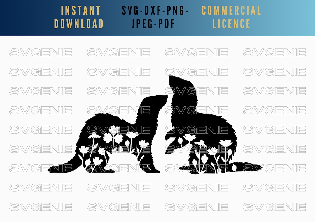 Ferret SVG, Floral Ferret PNG, Ferret Silhouette, Wildflower Ferret ...