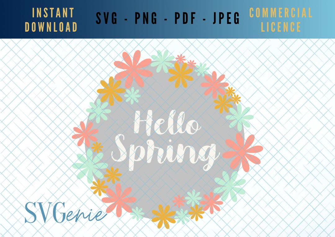 Hello Spring SVG, Hello Spring Wreath Svg, Flower Circle SVG, Easter ...
