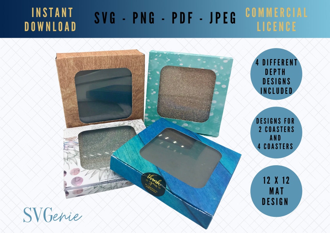 Coaster Box Svg Bundle (4sizes) Template Box for Drinking Coasters ...