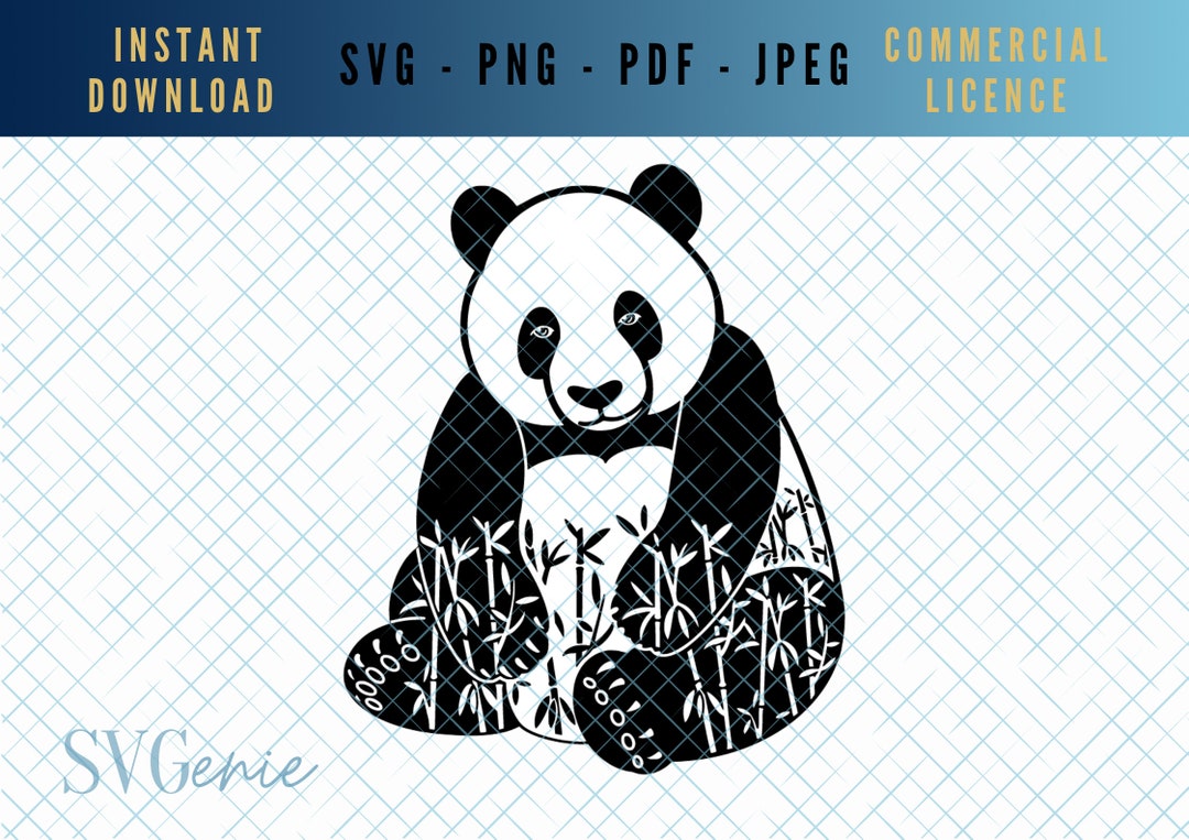 Panda SVG, Panda Bamboo SVG, Panda Zentangle, Bear SVG, Rainforest ...